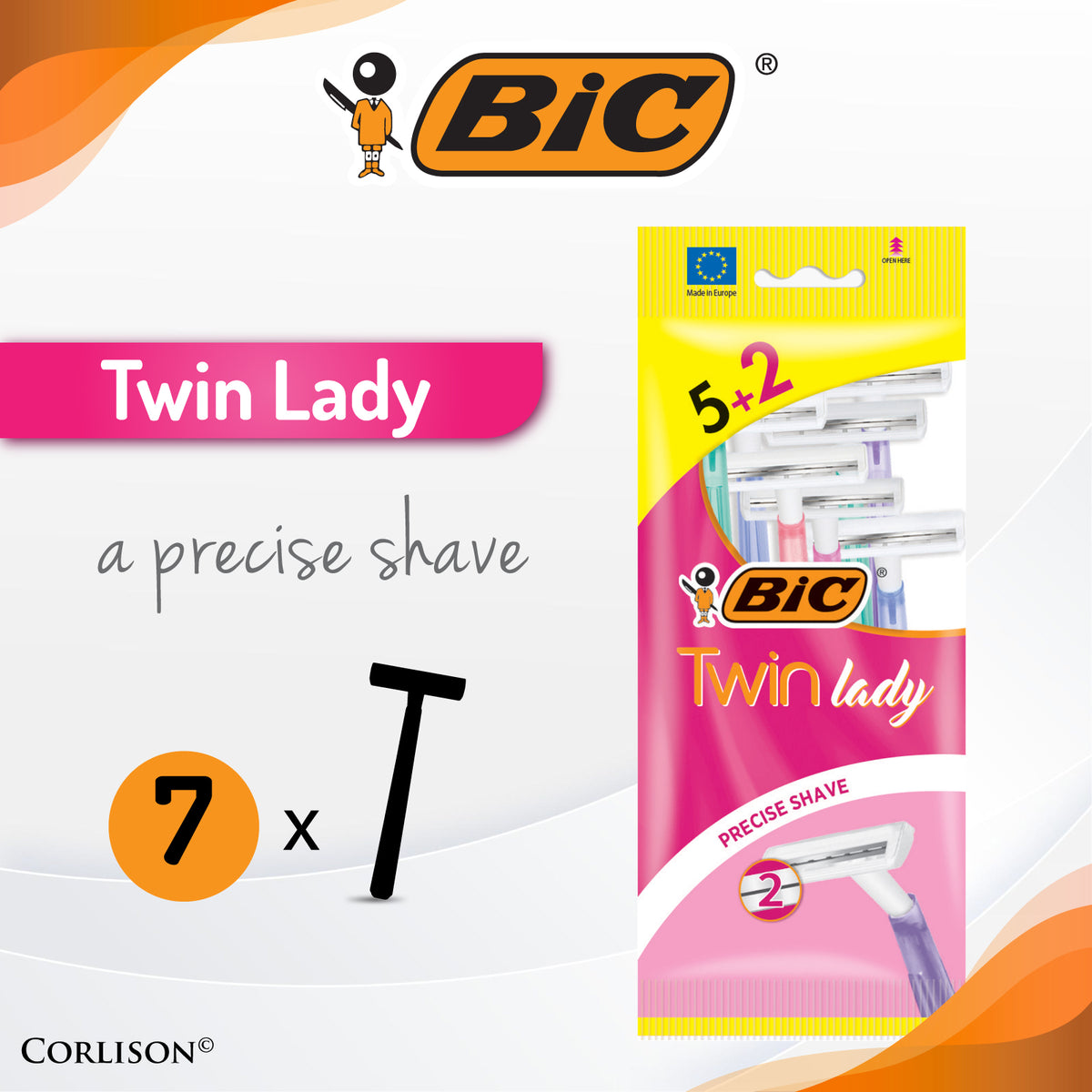 BIC Twin Lady Women's Disposable Razor - Twin-Blade, Non-Pivoting Head ...