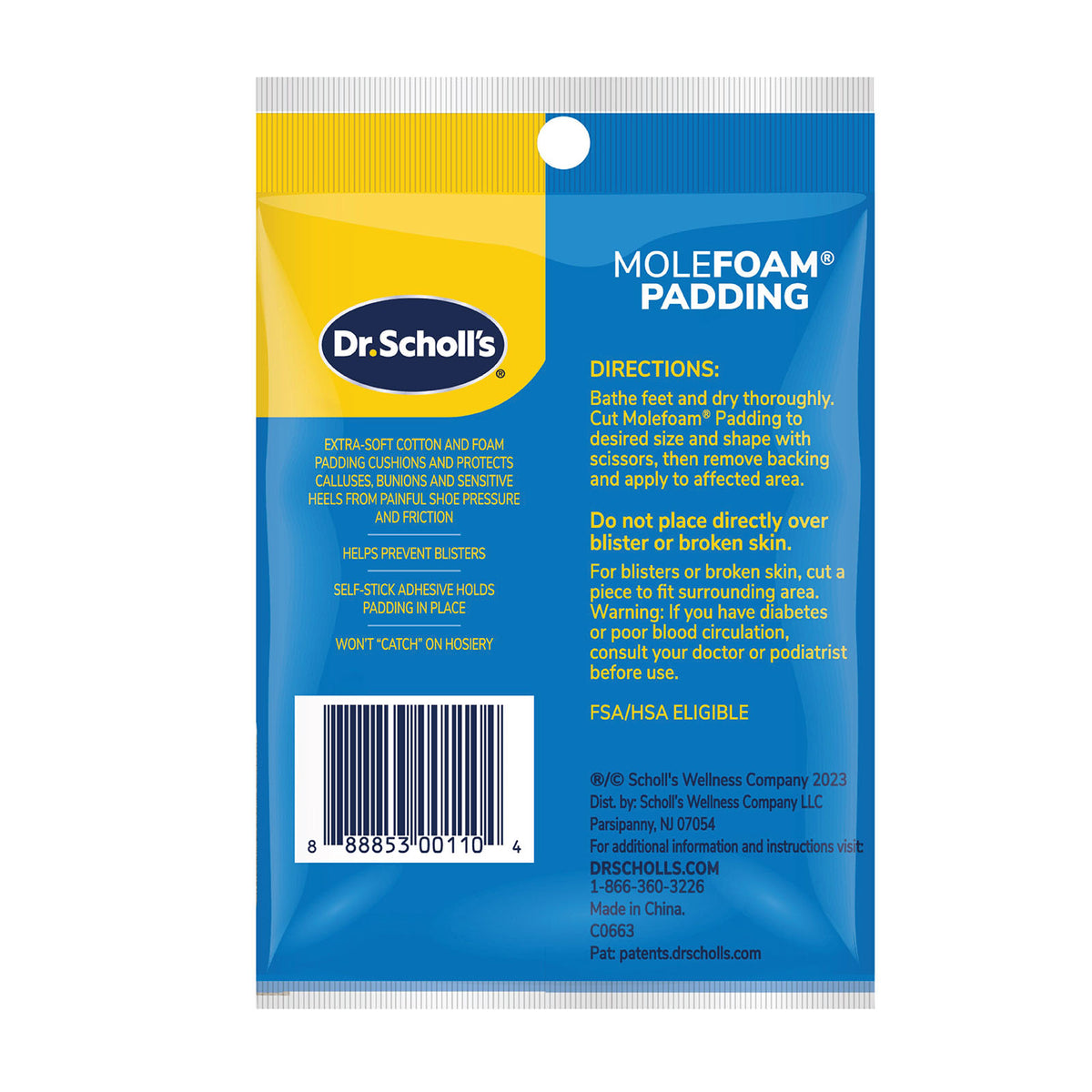 Dr.Scholls Molefoam Padding 2 Strips | ShopCorlison Singapore