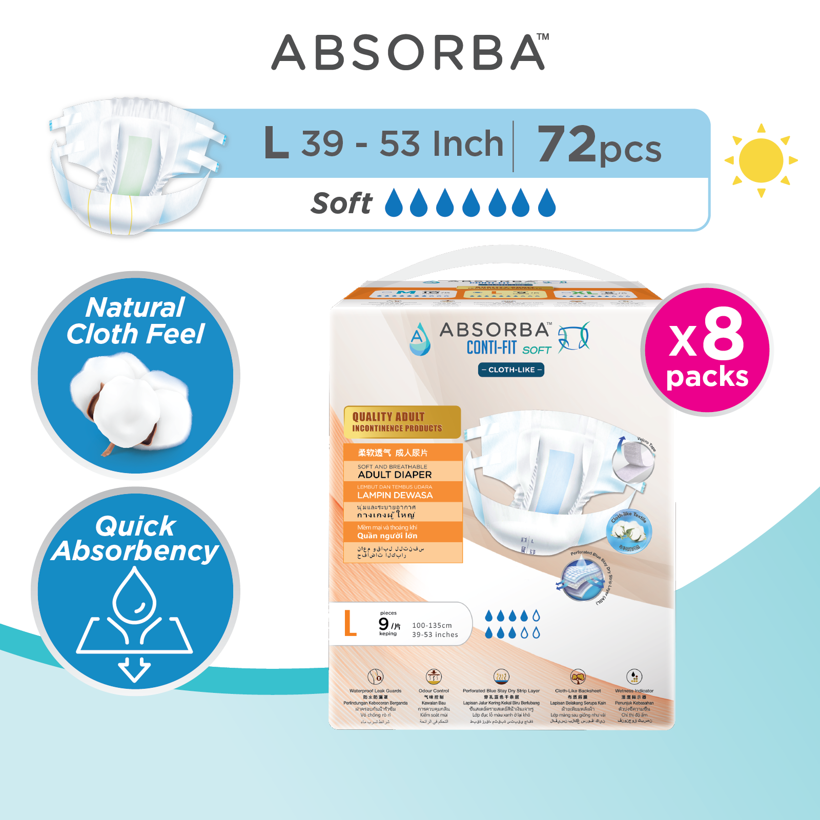 ABSORBA CONTIFIT SOFT Adult Diapers - L | ShopCorlison Singapore