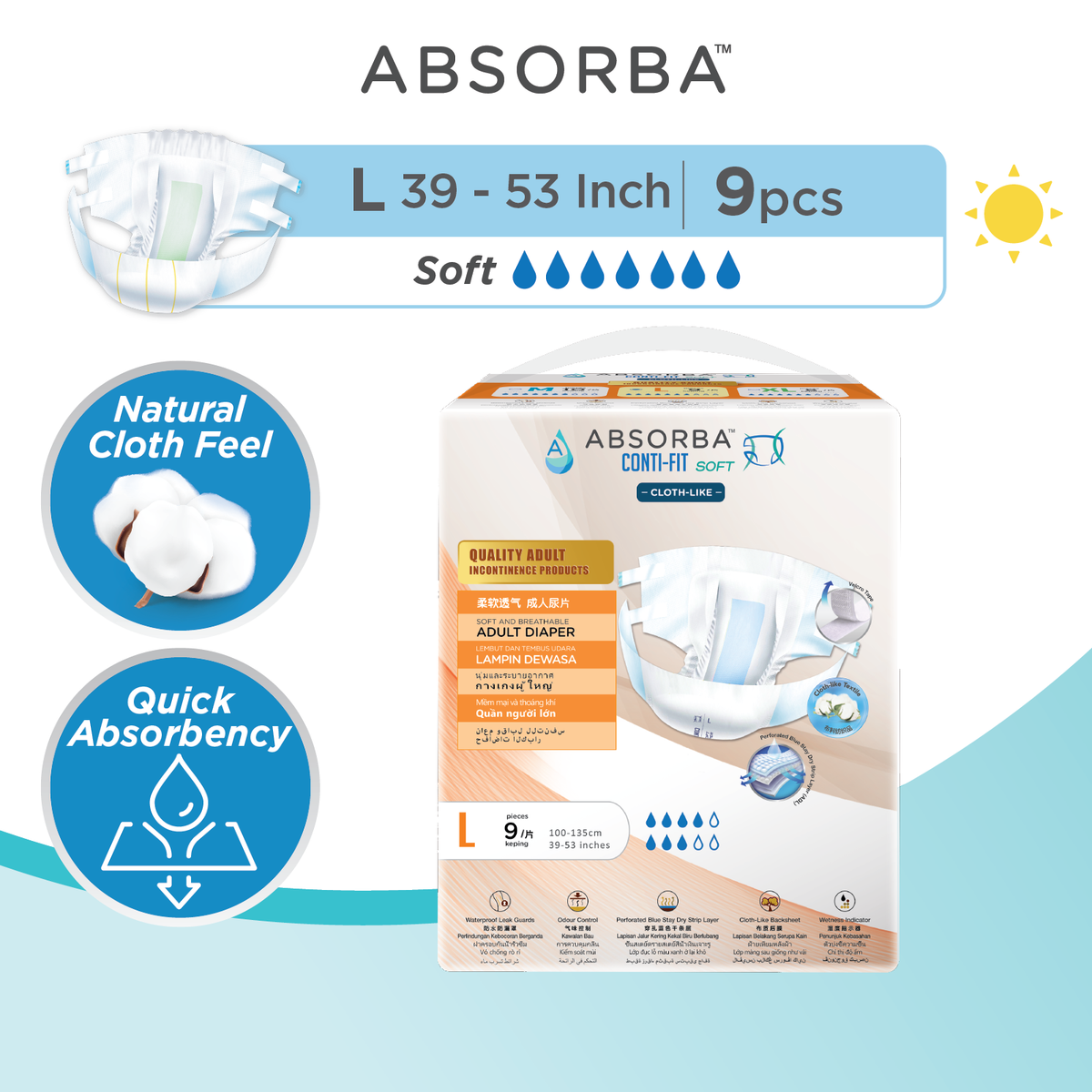 ABSORBA CONTIFIT SOFT Adult Diapers M/L/XL Size – ShopCorlison